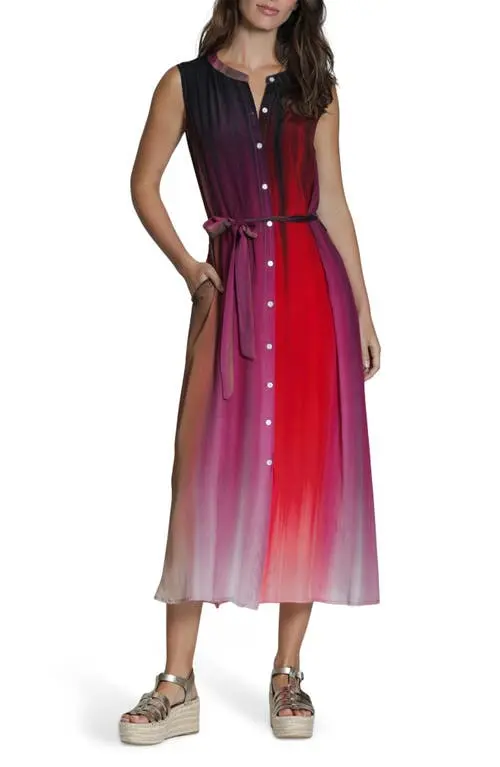 APNY Print Sleeveless Maxi Shirt Dress - Cherry Multi