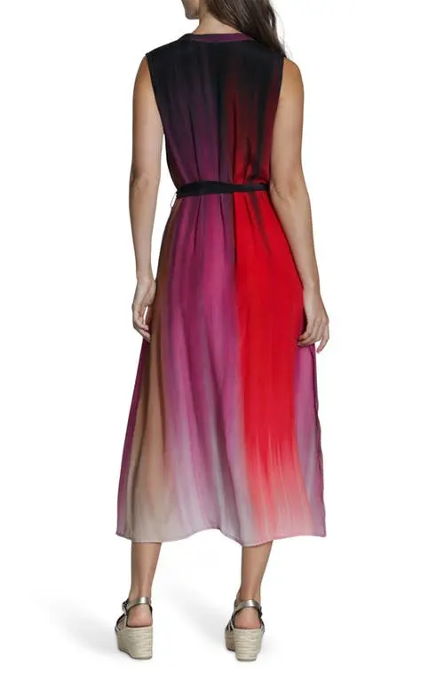 APNY Print Sleeveless Maxi Shirt Dress - Cherry Multi