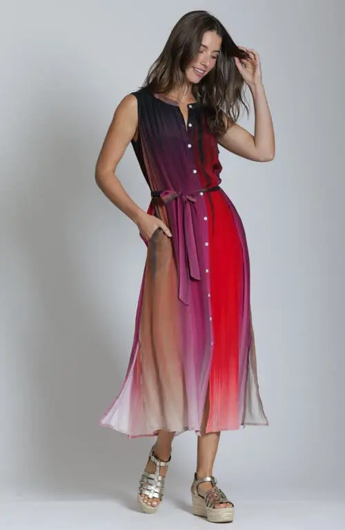 APNY Print Sleeveless Maxi Shirt Dress - Cherry Multi