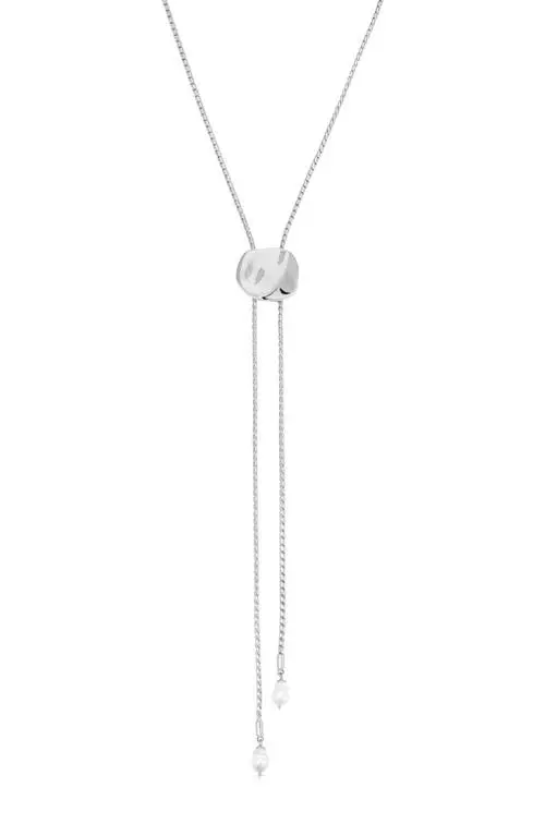 Ettika Liqut Luxe Faux Pearl Bolo Necklace - Silver
