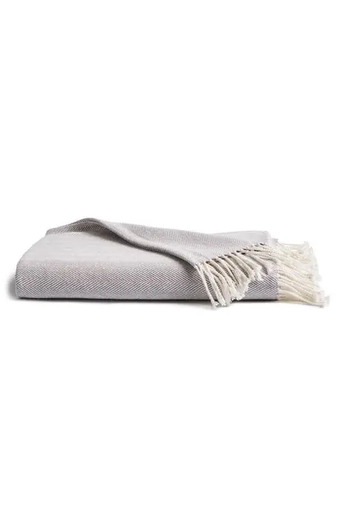 PETITE PLUME Herringbone Fringe Cotton Throw Blanket - Grey