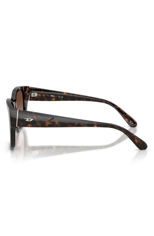 DIESEL® 53mm Square Sunglasses - Havana Yellow/ Brown Gradient
