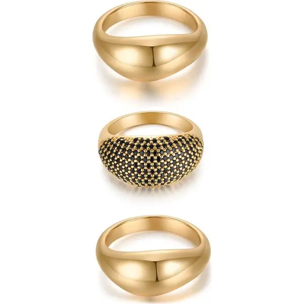 Ettika Set Of 3 Rings - Black