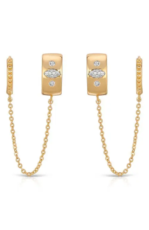 Ettika Double Piercing Chain Drop Earrings