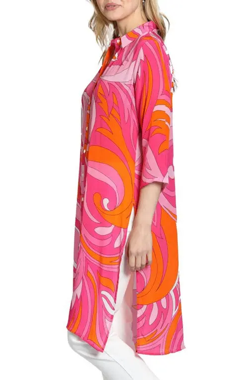 APNY Button-up Shirtdress - Pink/orange Multi
