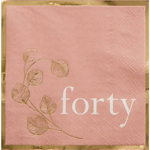 JOLLITY & CO 40th Birthday Or Anniversary Cocktail Napkins - Pink