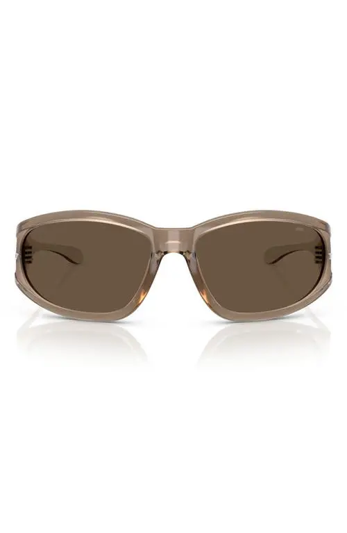 DIESEL® 65mm Oversize Wrap Sunglasses - Metallic Kaki/ Brown