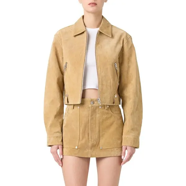 Blanknyc Crop Suede Jacket - Cinnamon Crunch
