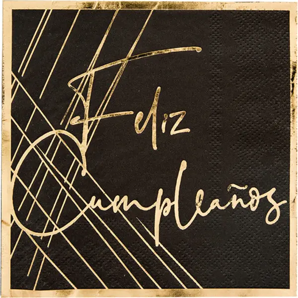 JOLLITY & CO Feliz Cumpleaño Cocktail Napkins - Black