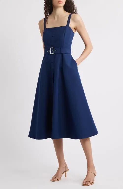 Julia Jordan Belted Fit & Flare Sundress In Navy - 72% Off | Editorialist
