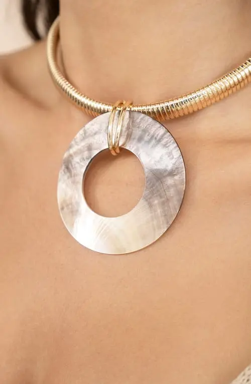 Ettika Shell Disc Pendant Necklace