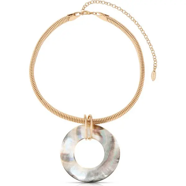 Ettika Shell Disc Pendant Necklace - Gold