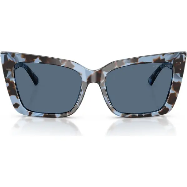 JIMMY CHOO 54mm Butterfly Sunglasses - Opal Denim Havana/ Dark Blue
