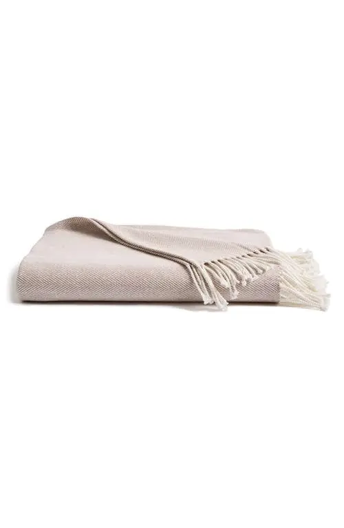 PETITE PLUME Herringbone Cotton Throw Blanket - Beige