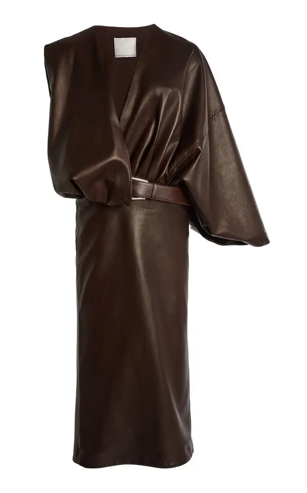 Christopher Esber Swaddled Leather Midi Dress - Brown