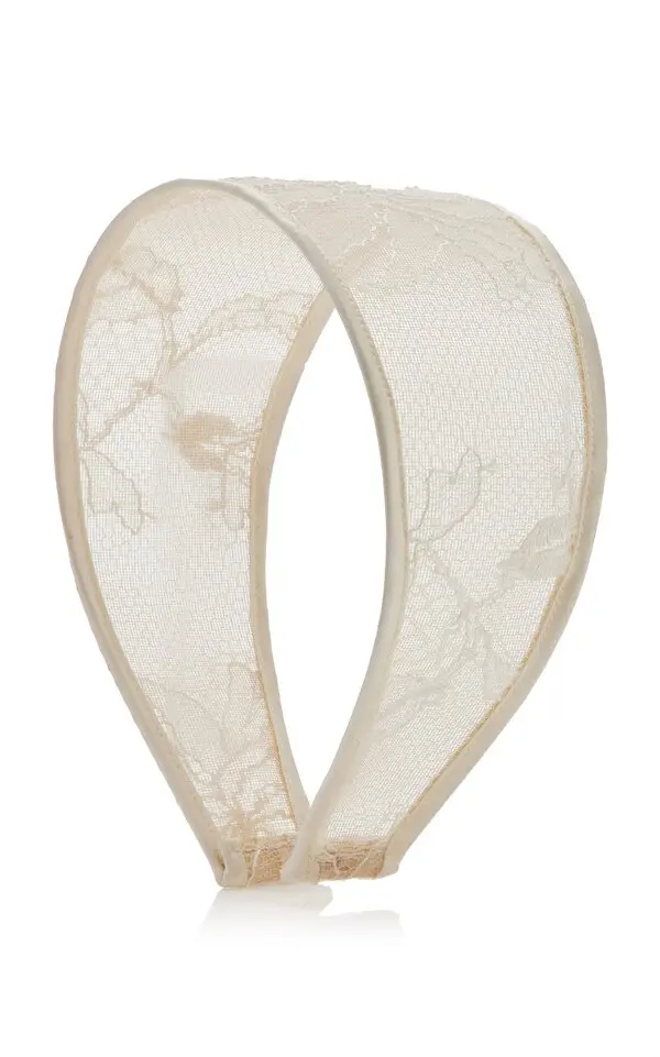 LELET NY Giselle Wide Lace Headband - White