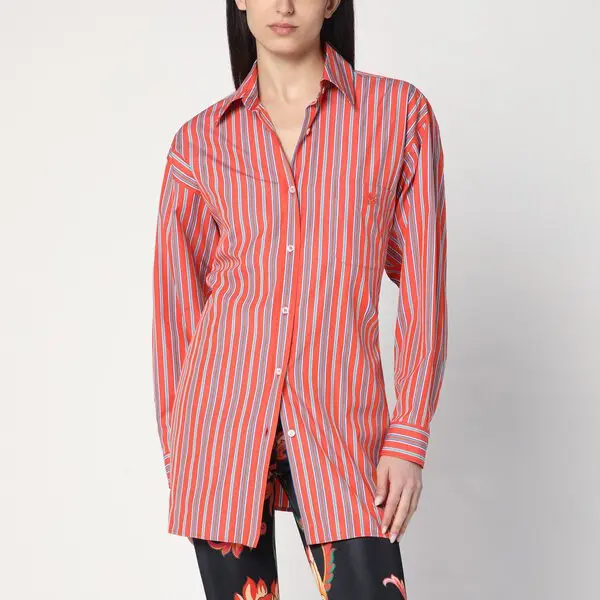 Etro Striped Cotton Shirt With Knot Detail