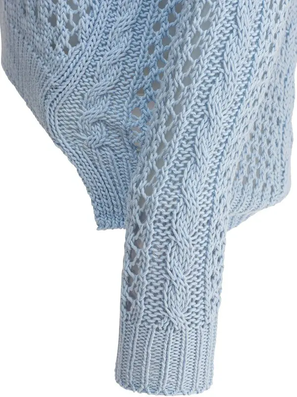 RAKKI Crew-neck Cotton Knit Sweater - Light Blue