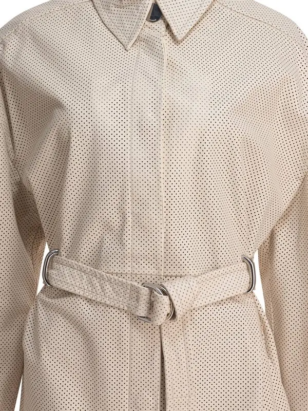 Max Mara Perforated Nappa Leather Trench Coat