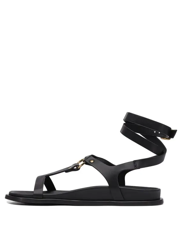 ALOHAS Leather Ankle Sandals - Black