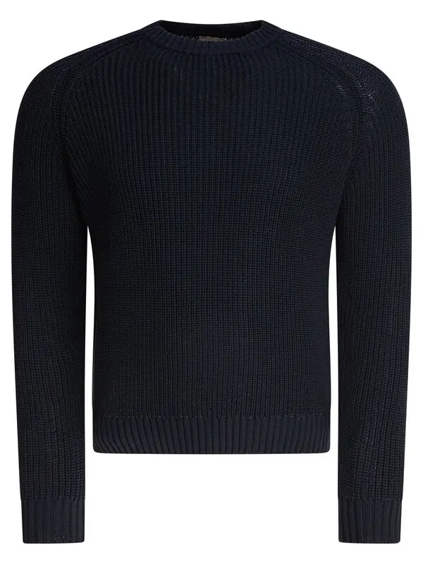 RAKKI Crew-neck Cotton Sweater - Blue