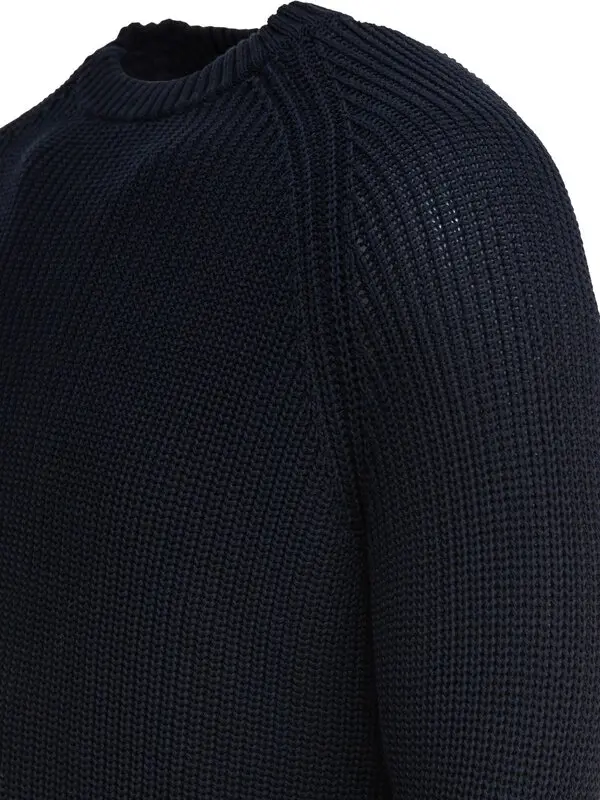 RAKKI Crew-neck Cotton Sweater - Blue