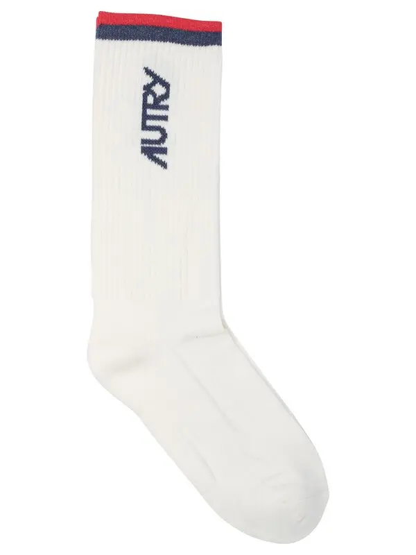 AUTRY Jacquard Logo Socks - White