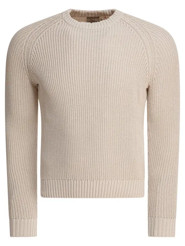 RAKKI Crew-neck Cotton Sweater - Beige