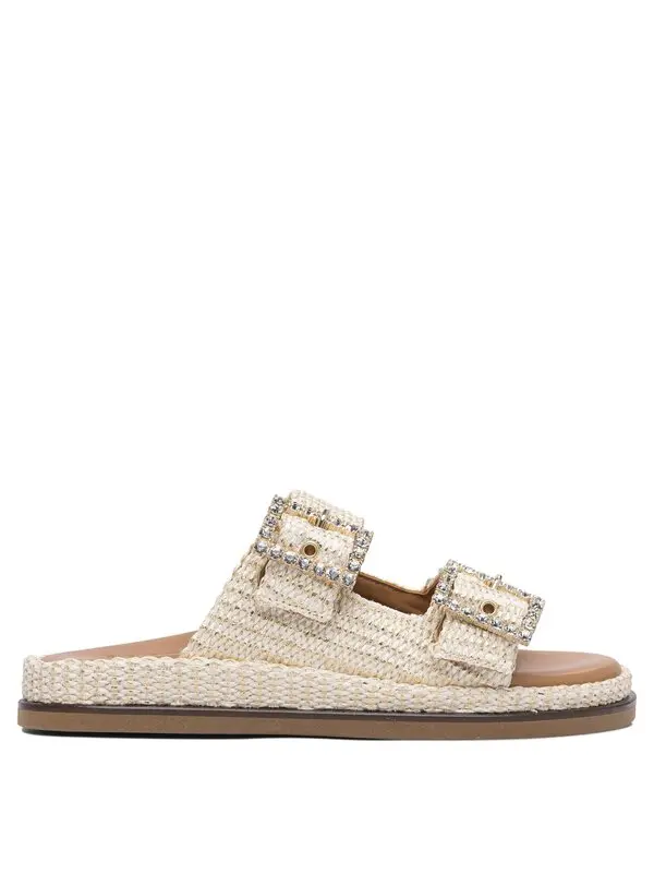 ALIBI Greta Raffia Sandals - White