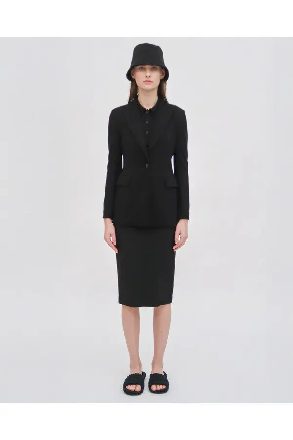 Rosetta Getty Solid Interlock Pencil Skirt - Black