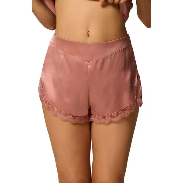 Simone Perele Love Me Lace Trim Silk Blend Shorts - Smokey Pink