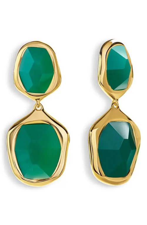 Monica Vinader Green Onyx Drop Cocktail Earrings - 18k Gold Vermeil / Green Onyx