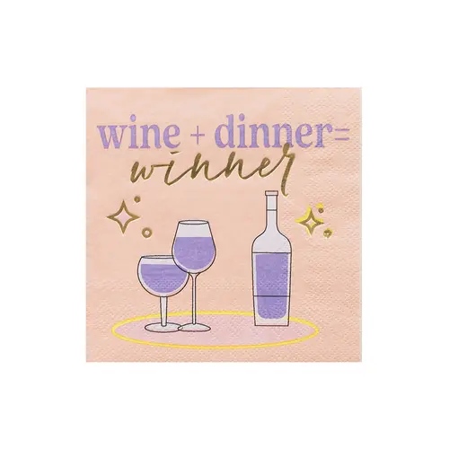 JOLLITY & CO Wine Themed Cocktail Napkins - Wine + Dinner = Winner