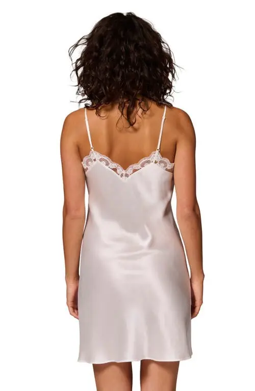 Simone Perele Love Me Night Lace Trim Silk Blend Chemise - Ivory