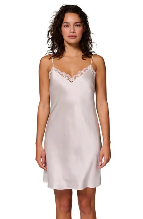 Simone Perele Love Me Night Lace Trim Silk Blend Chemise - Ivory