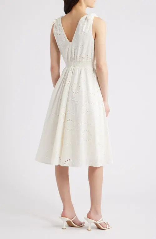 Anne Klein Bow Shoulder Cotton Eyelet Sundress
