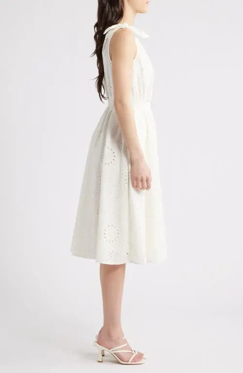 Anne Klein Bow Shoulder Cotton Eyelet Sundress