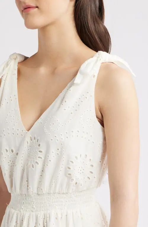 Anne Klein Bow Shoulder Cotton Eyelet Sundress
