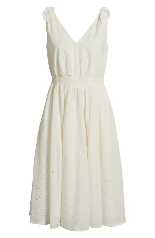 Anne Klein Bow Shoulder Cotton Eyelet Sundress