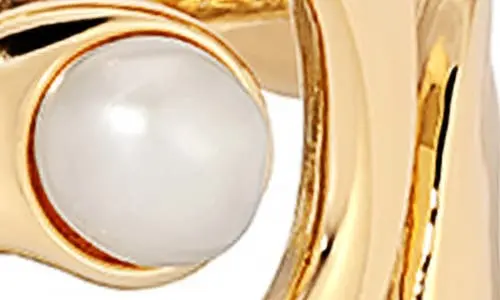 Ettika Aura Swirl Freshwater Pearl Statement Ring - Gold