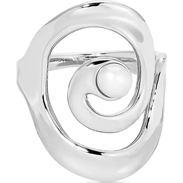 Ettika Aura Swirl Freshwater Pearl Statement Ring - Silver