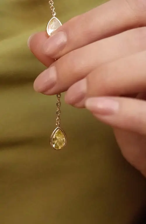 Ettika Marquise Stone Lariat Necklace - Peridot