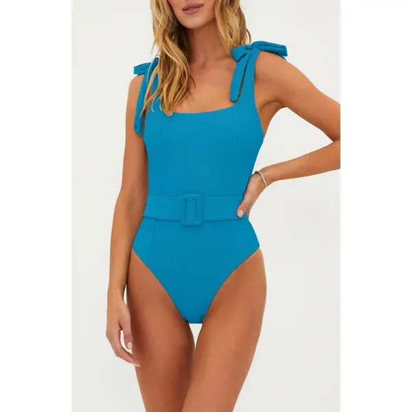 Beach Riot Sydney Belted One-piece Swimsuit - Riviera Blue