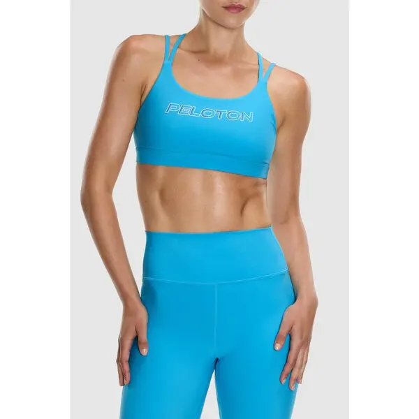 PELOTON Cadent Strappy Y Back Bra - Bright Cyan