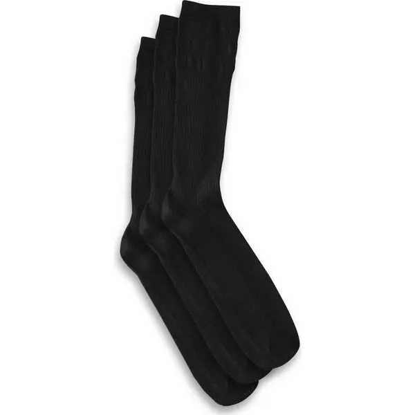 HARBOR BAY BY DXL 3-pack Non-elastic Crew Socks - Black