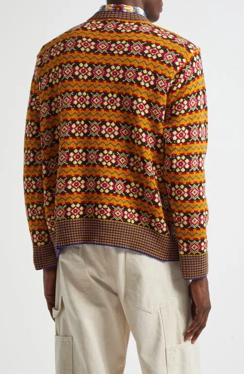BODE Bracken Fair Isle Cotton Sweater - Brown Multicolor