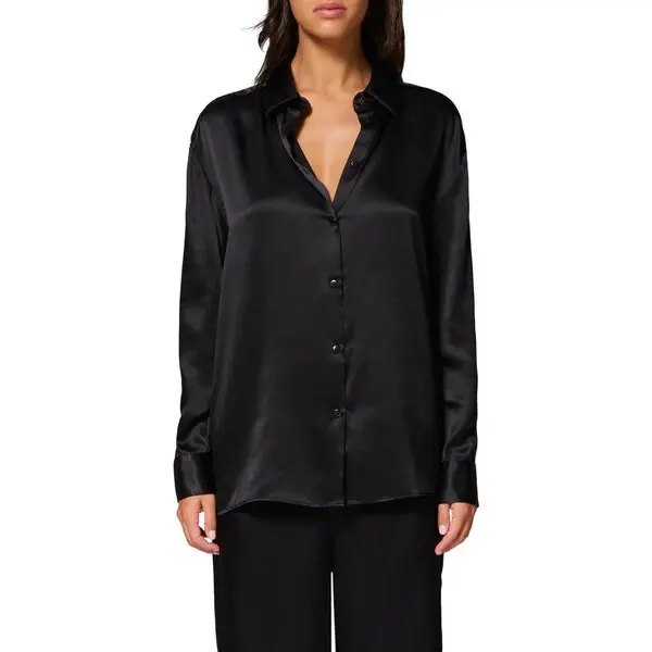 Simone Perele Love Me Silk-blend Button-up Shirt - Black