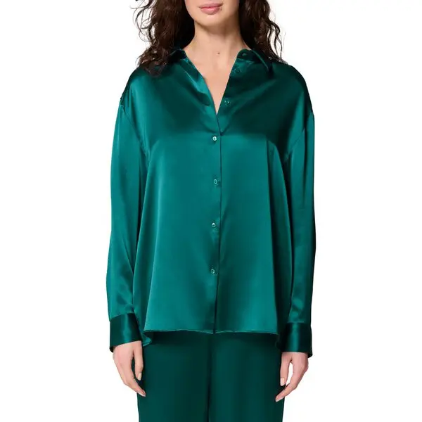 Simone Perele Love Me Silk-blend Button-up Shirt - Emerald