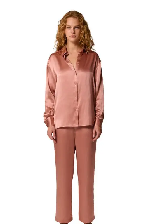 Simone Perele Love Me Silk-blend Button-up Shirt - Smokey Pink