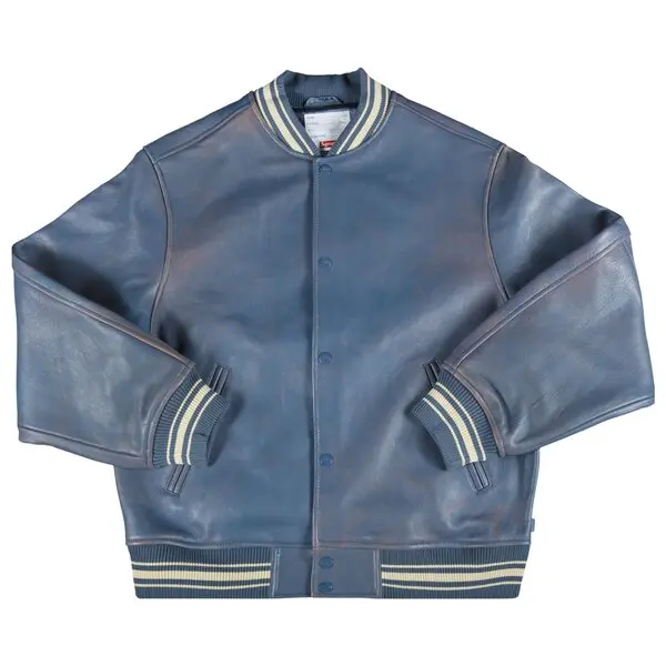 Supreme Painted Leather Varsity Jacket - Blue